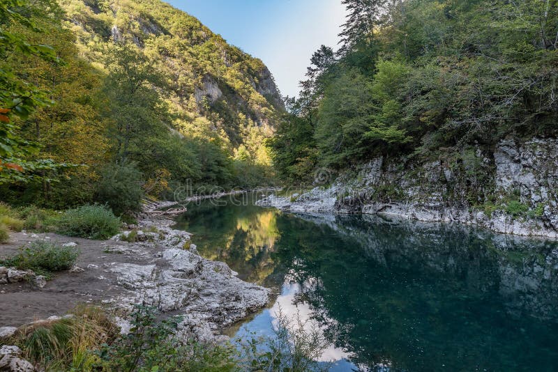 Canyon of the Moraca River. Montenegro Stock Image - Image of flow ...