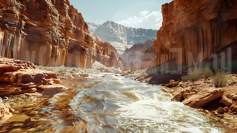 Canyon River 3D Illustration Stock Illustration - Illustration of ...