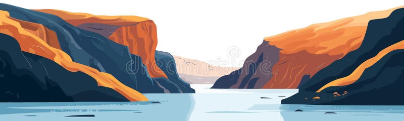 A Canyon with a River Isolated Vector Style Stock Vector - Illustration ...