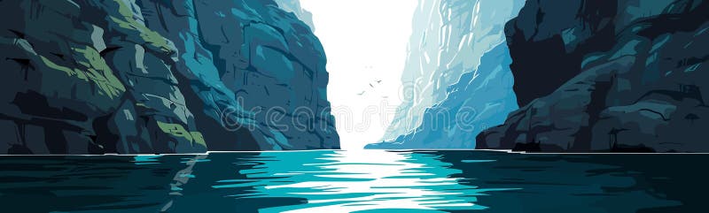 A Canyon with a River Isolated Vector Style Stock Vector - Illustration ...
