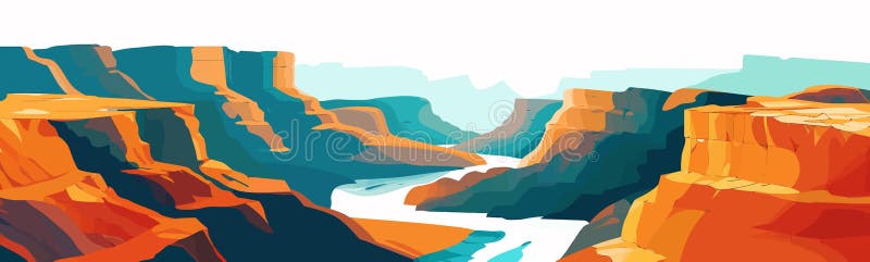 A Canyon with a River Isolated Vector Style Stock Vector - Illustration ...