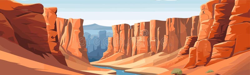 A Canyon with a River Vector Simple 3d Smooth Cut Isolated Illustration ...