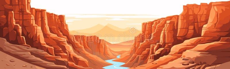 A Canyon with a River Vector Simple 3d Smooth Cut Isolated Illustration ...