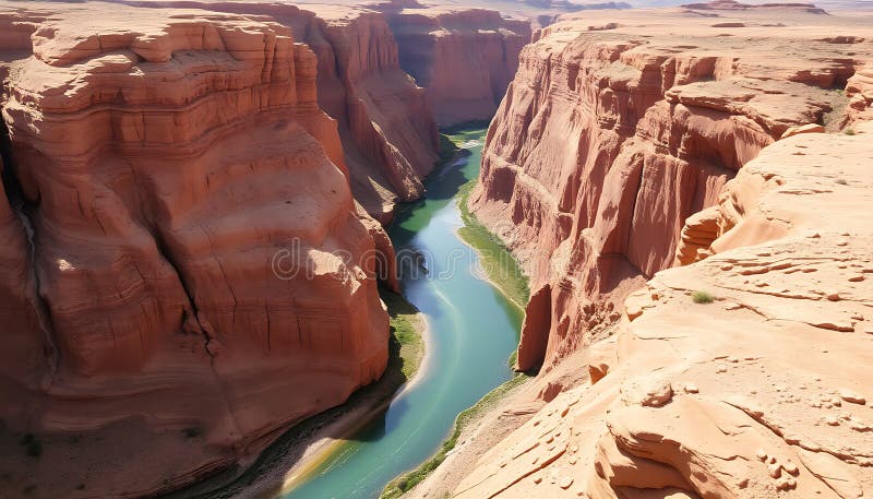 Canyon River Winding through Rocks Generative AI Stock Illustration ...