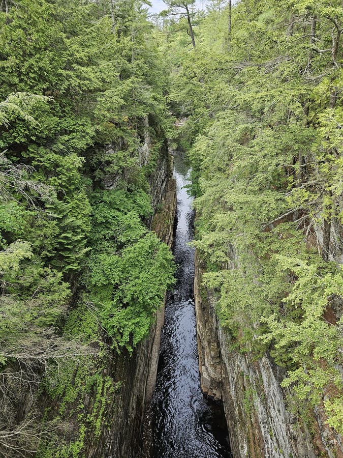 Canyon Sainte-Anne Quebec Mountain River Rock Cliff Bridge Stock Image ...