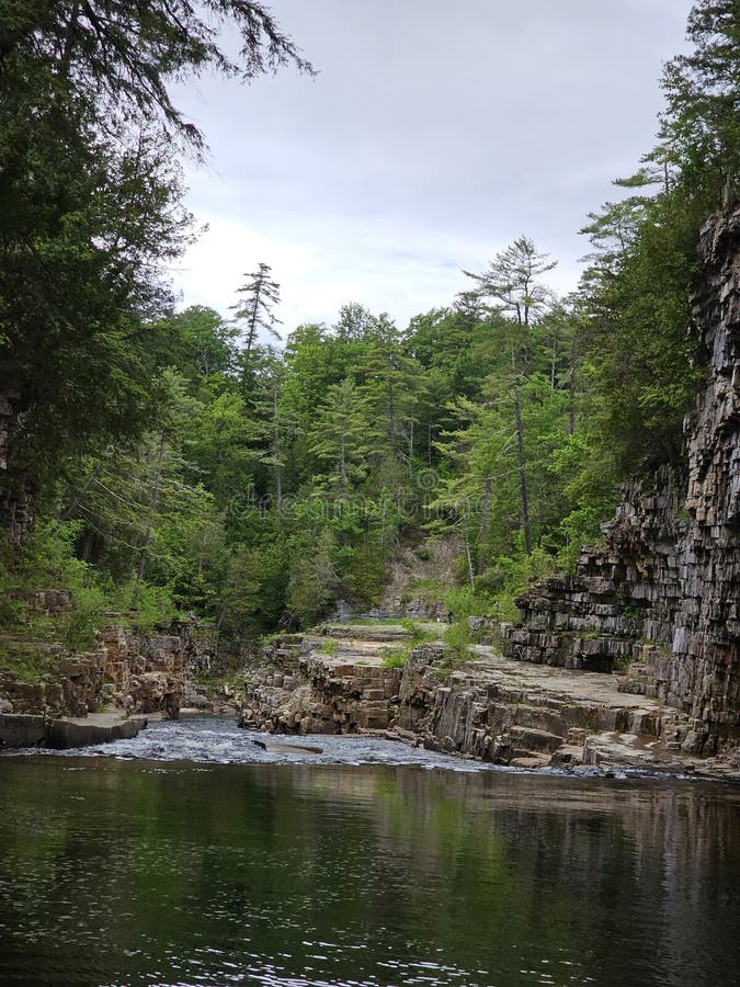 Canyon Sainte-Anne Quebec Mountain River Rock Cliff Bridge Stock Photo ...