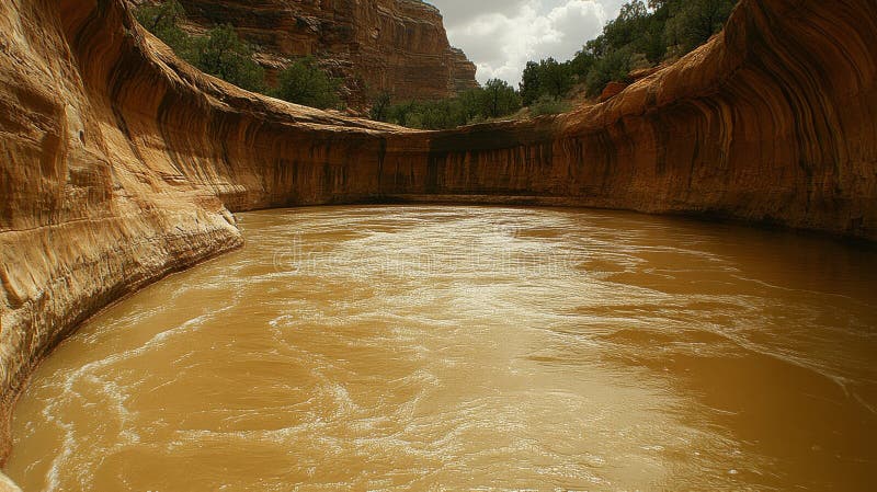 A Canyon with a Stream and Sandy Beach Under Daylight, Highlighting ...