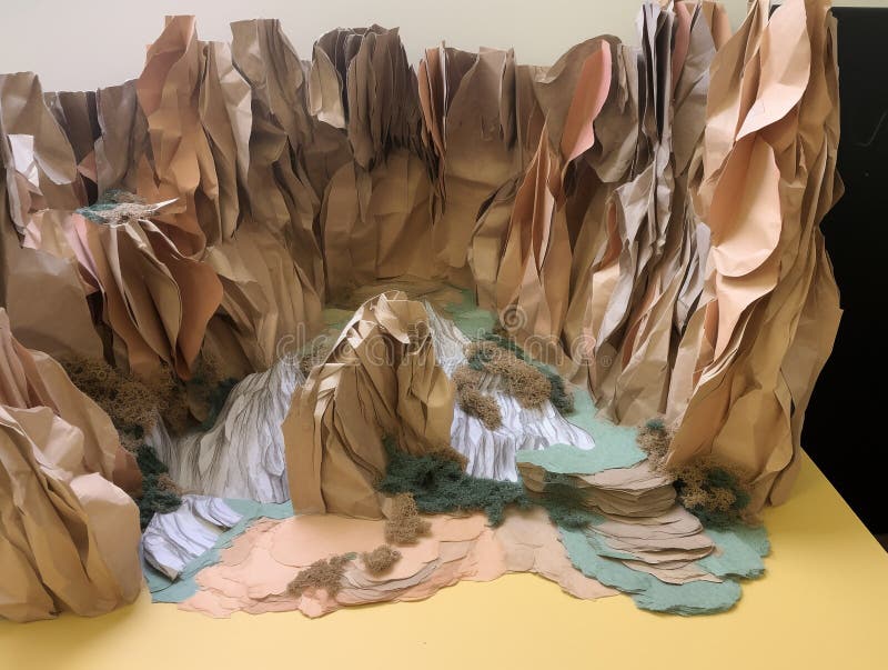 A Canyon with Torn Paper Layers for the Rocks and Cliffs Stock ...