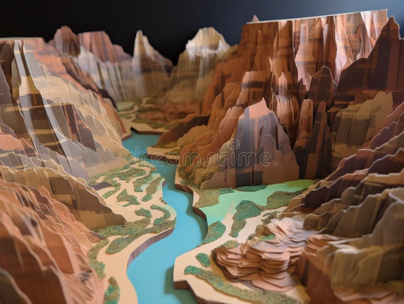 A Canyon with Torn Paper Layers for the Rocks and Cliffs Stock ...