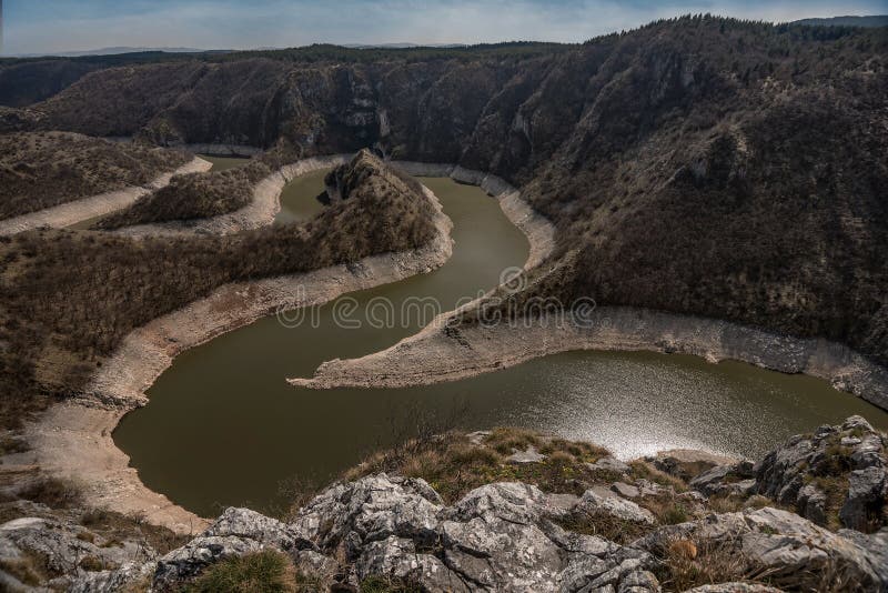Canyon of Uvac River with Meanders at Nature Reserve Uvac, Serbia Stock ...