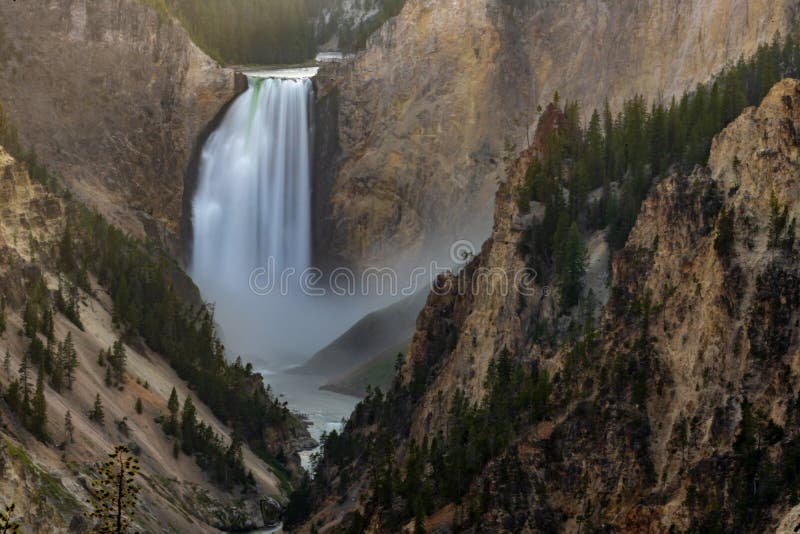 Canyon Walls Drop Down the Canyon and Lower Falls of the Yellowstone ...