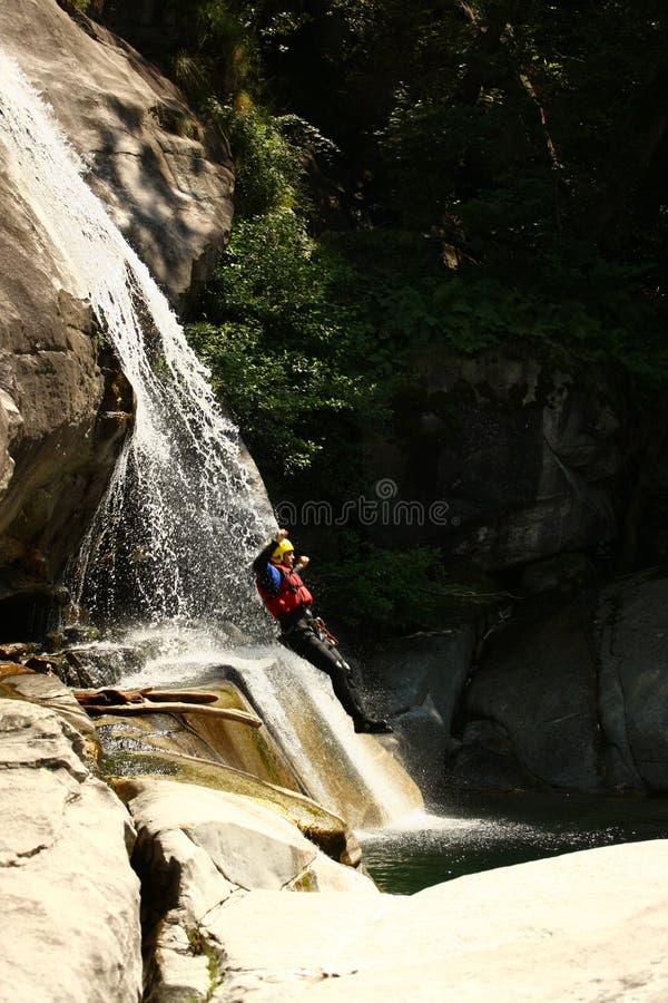 Canyoning in Tessing, Man Jumping in Water Editorial Photography ...