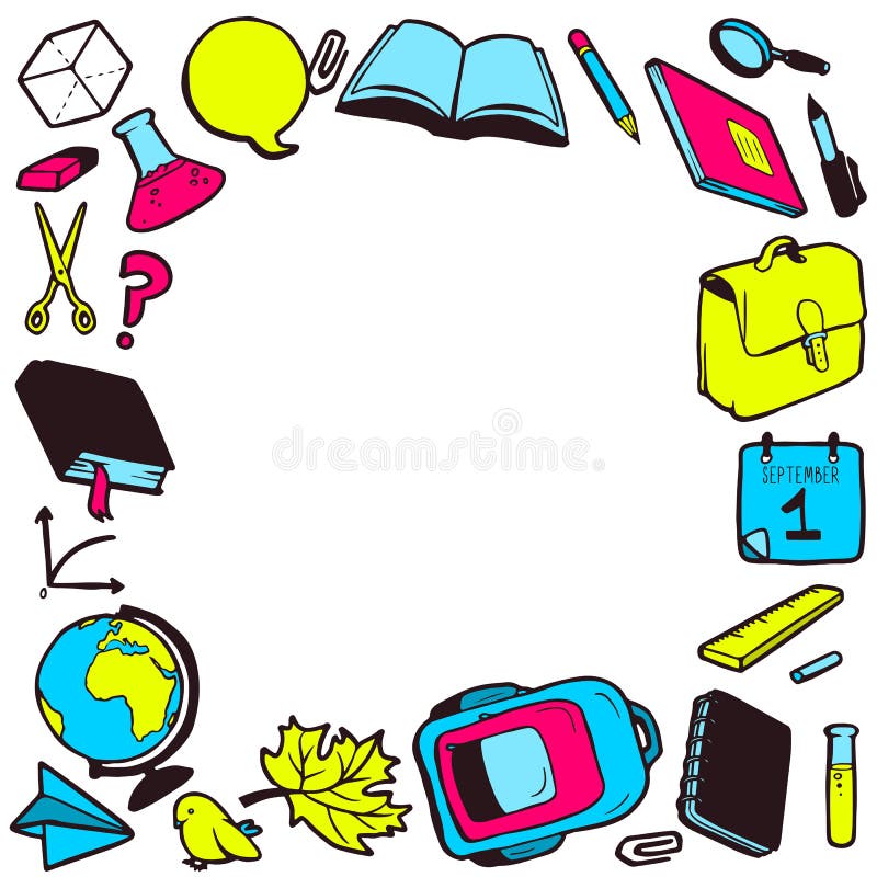 Capítulo Con Los Diversos Elementos De La Escuela Ilustración del ...