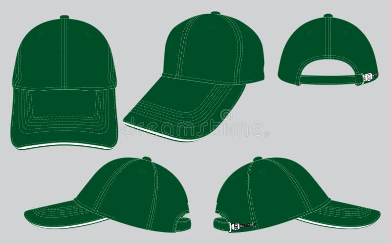 Dark Green Baseball Cap with White Sandwich Brim Cap Design Vector ...