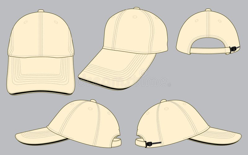 Cream Baseball Cap with Black Sandwich Brim Cap Design Vector Stock ...