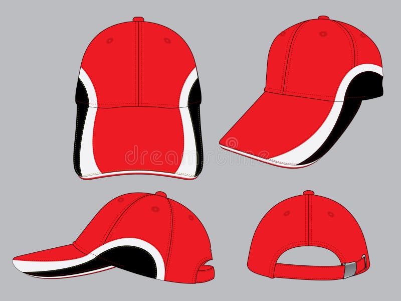 Baseball Cap Design Vector Red / Black / White Stock Illustration ...