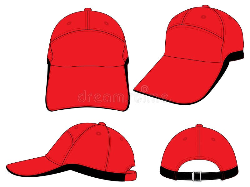 Set Baseball Cap Design Vector with Red/Black Colors. Stock ...