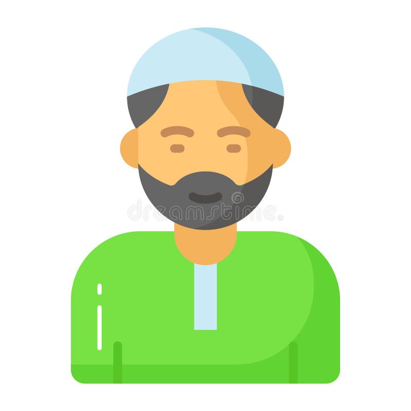 Cap on Bearded Man Head Showing Icon of Muslim Man. Editable Vector ...
