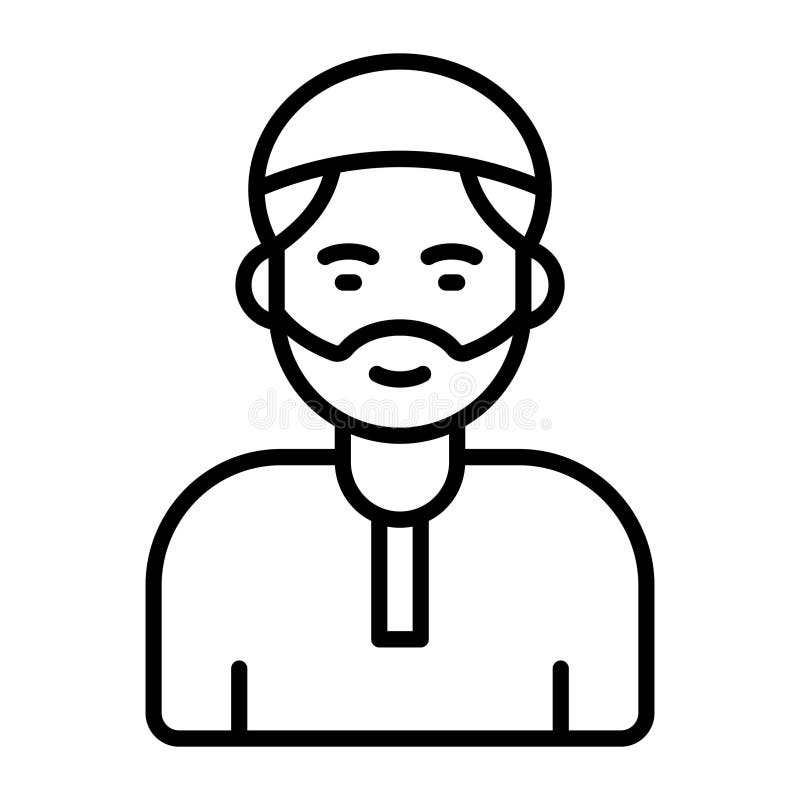 Cap on Bearded Man Head Showing Icon of Muslim Man. Editable Vector ...