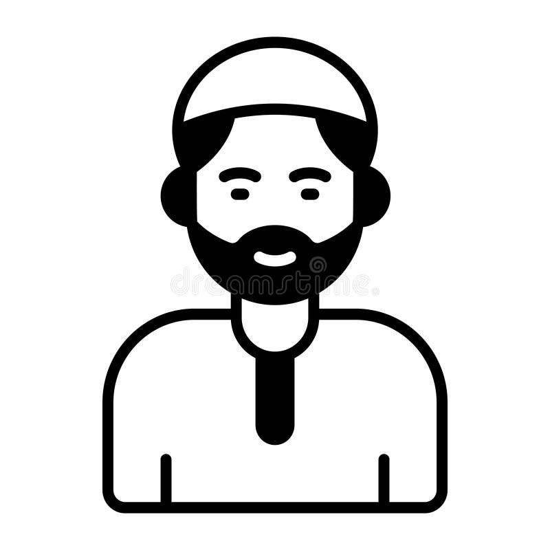 Cap on Bearded Man Head Showing Icon of Muslim Man. Editable Vector ...