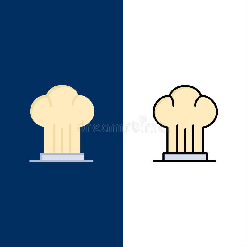Cap, Chef, Cooker, Hat, Restaurant Icons. Flat and Line Filled Icon Set ...