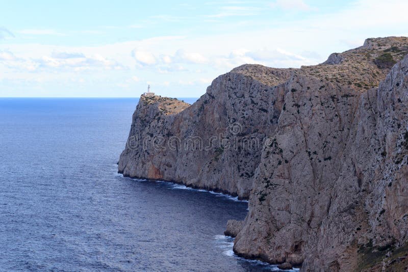 Cap De Formentor Lighthouse and Cliff Coast with Mediterranean Sea ...