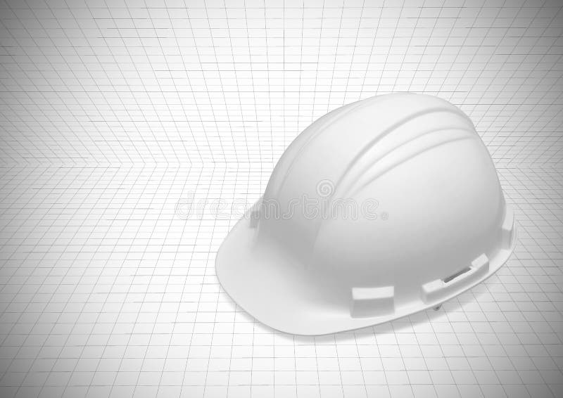 Cap of Engineer Color White on Plan Stock Image - Image of industrial ...