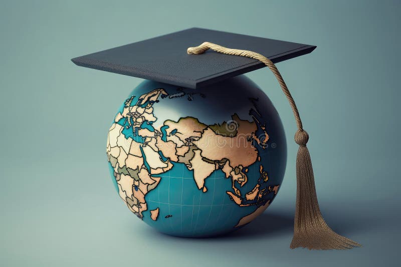 Cap with Globe, Representing Global Education. Generative AI Stock ...