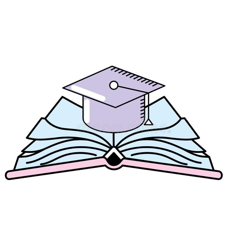 Graduation Cap Over Open Book Stock Illustrations – 36 Graduation Cap ...