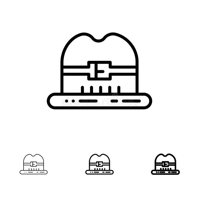 Cap, Hat, Canada Bold and Thin Black Line Icon Set Stock Vector ...