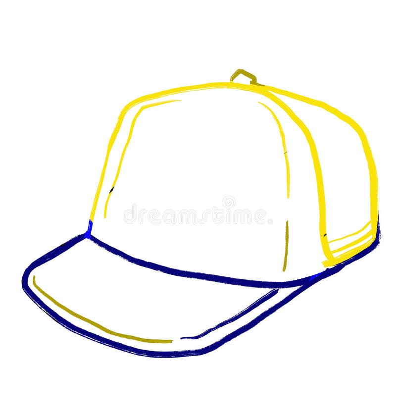 Cap Hat Primary Color Scheme Red Blue Yellow Object Hand Drawn ...
