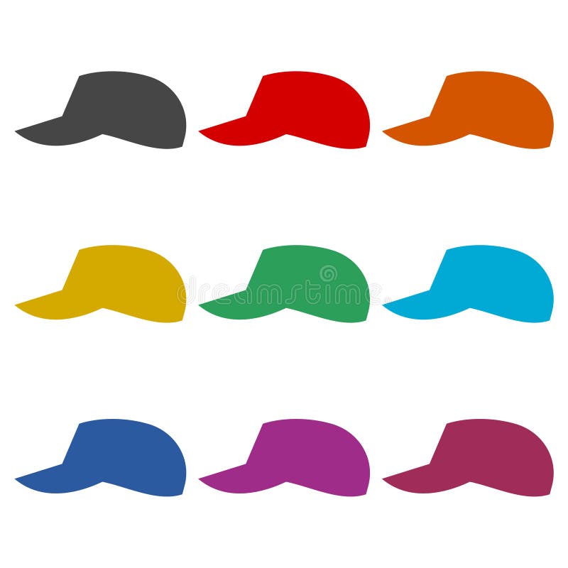 Cap icon, color icons set stock vector. Illustration of accessory ...
