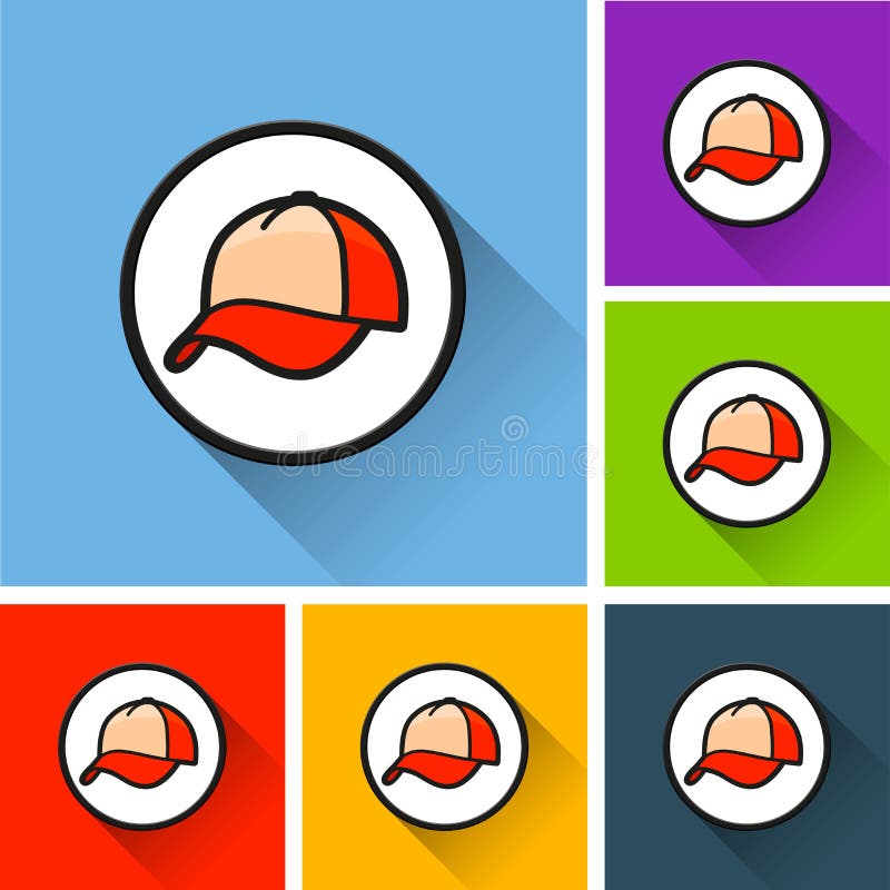 Cap icons with long shadow stock vector. Illustration of head - 113528454