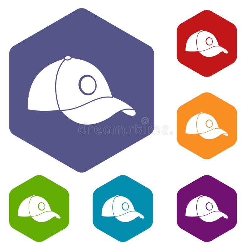 Cap icons set hexagon stock vector. Illustration of print - 91691414