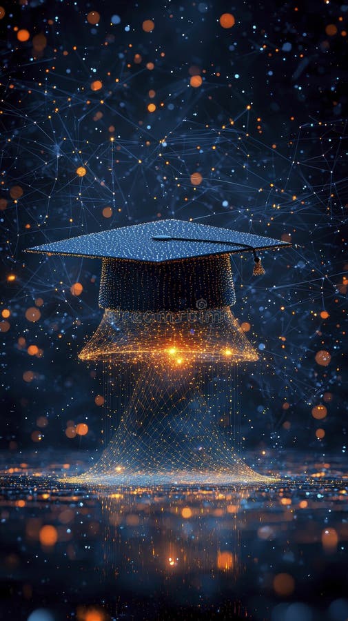 Cap of Ideas: Illuminating Digital Connections Stock Illustration ...