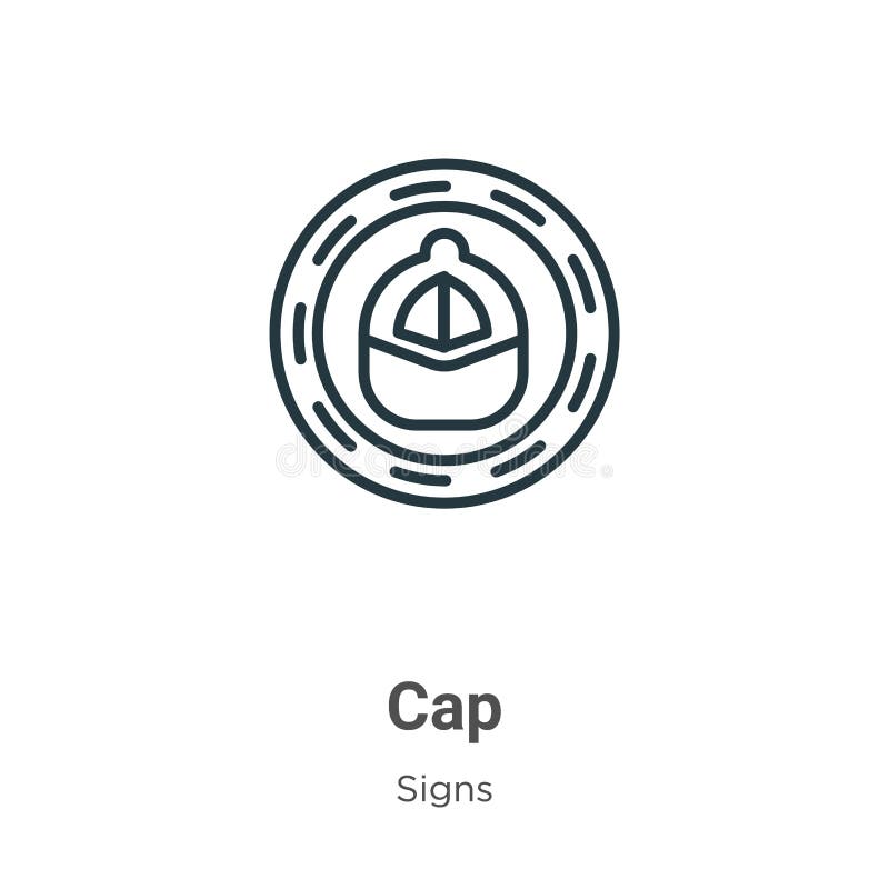 Cap Outline Vector Icon. Thin Line Black Cap Icon, Flat Vector Simple ...