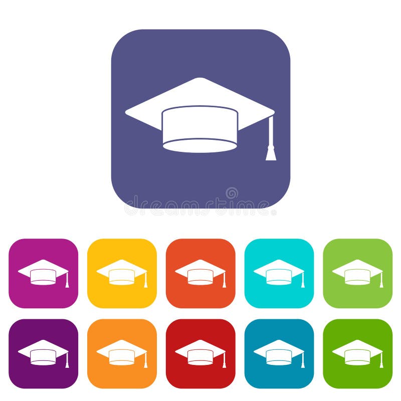 Cap student icons set stock vector. Illustration of college - 96647319