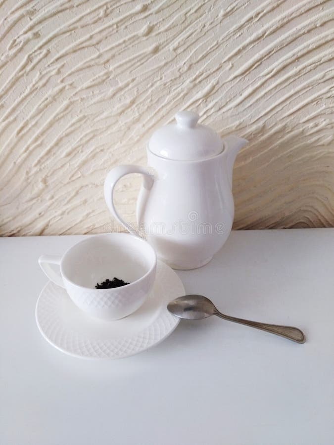 Cap of tea with kettle stock image. Image of gulls, spoon - 170719631