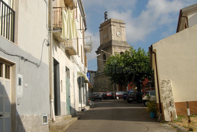 Capaccio One of the Old Streets in Downtown Capaccio with the Bell in ...
