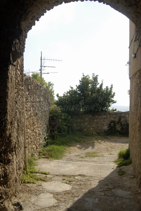 Capaccio City and Its Old Arcades Stock Image - Image of houses, ruins ...