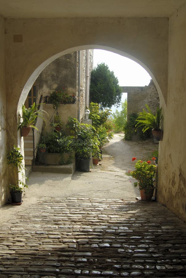 Typical and Old Arcades in Downtown in Capaccio Stock Photo - Image of ...