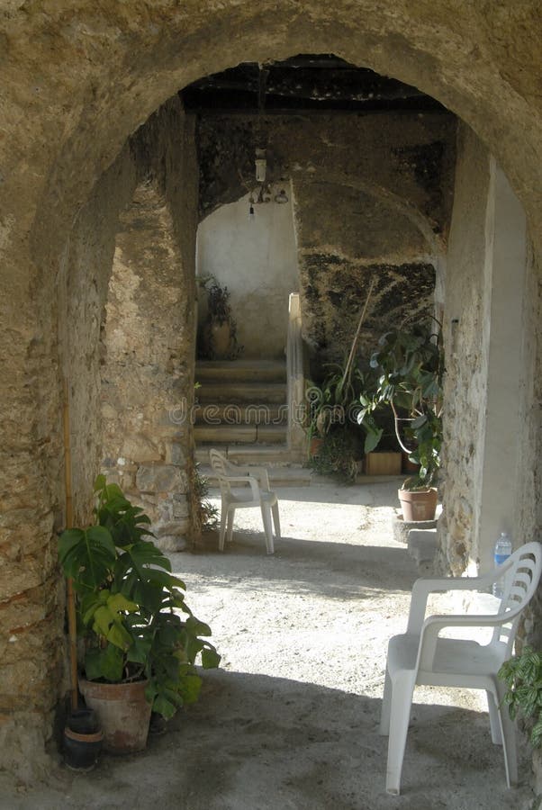 Capaccio Typical Old Arcades Stock Photo - Image of courtyard, downtown ...