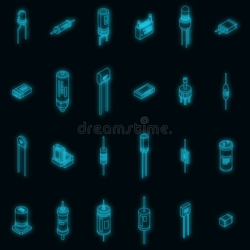 Capacitor Icons Set Vector Neon Stock Vector - Illustration of power ... Capacitor Icons Set Vector Neon Stock Vector - Illustration of power ...