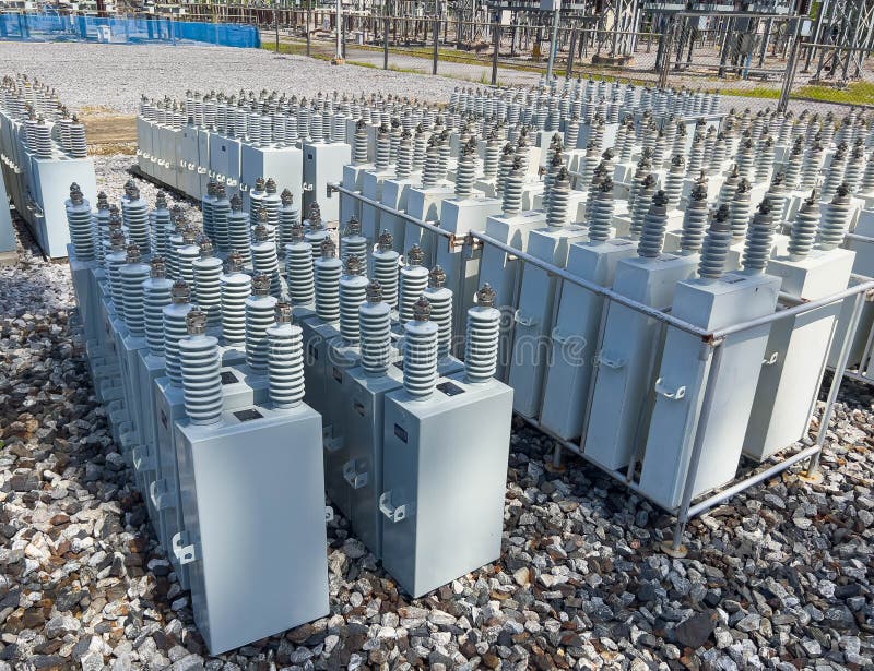 A Capacitor Unit Aiding in Var Supply Stock Image - Image of ...