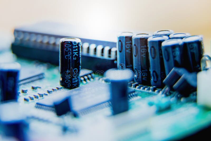 Capacitors on Circuit Boards Editorial Stock Image - Image of capacitor ...