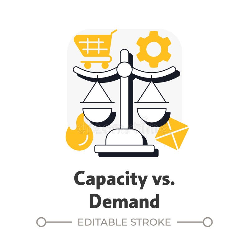 Capacity Vs Demand Flat Outline Concept Icon Stock Illustration ...