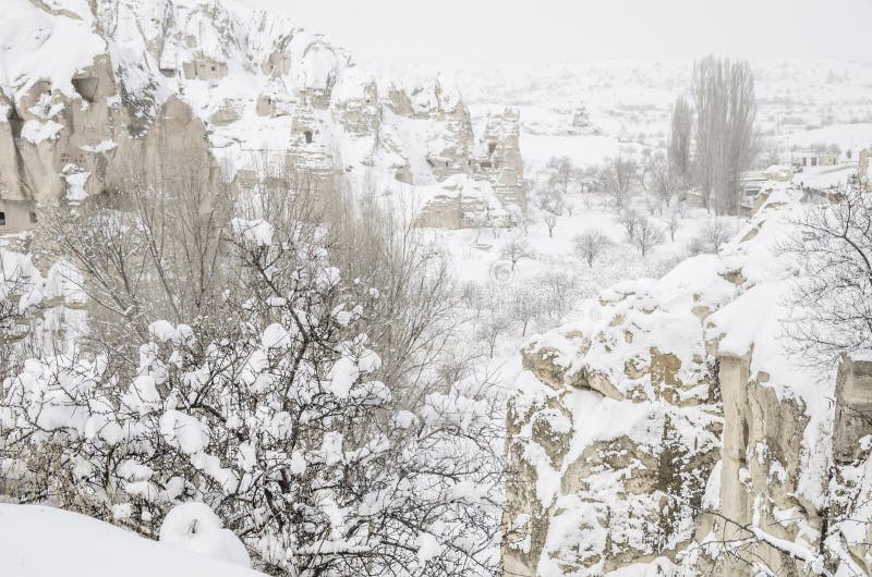 Capadocia Under Snow in Turkey Stock Image - Image of capadocia, snow ...