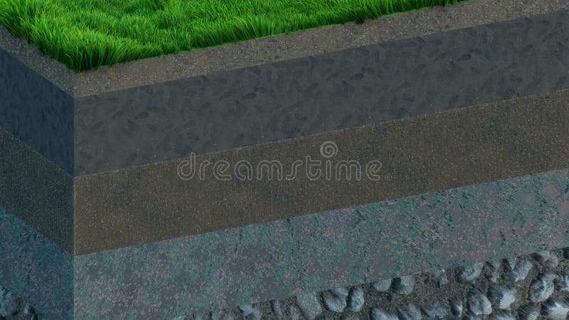 Capas De Suelo Con Hierba Realista Y Corteza Terrestre Stock de ...