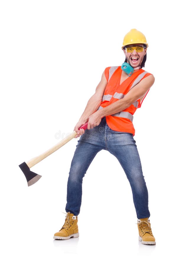 Capataz Con El Hacha Aislada En Blanco Foto de archivo - Imagen de ...