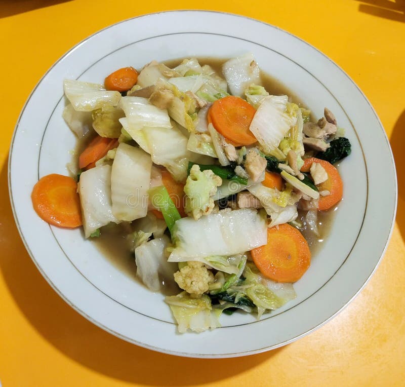 Capcay in the withe plate stock image. Image of withe - 240400897